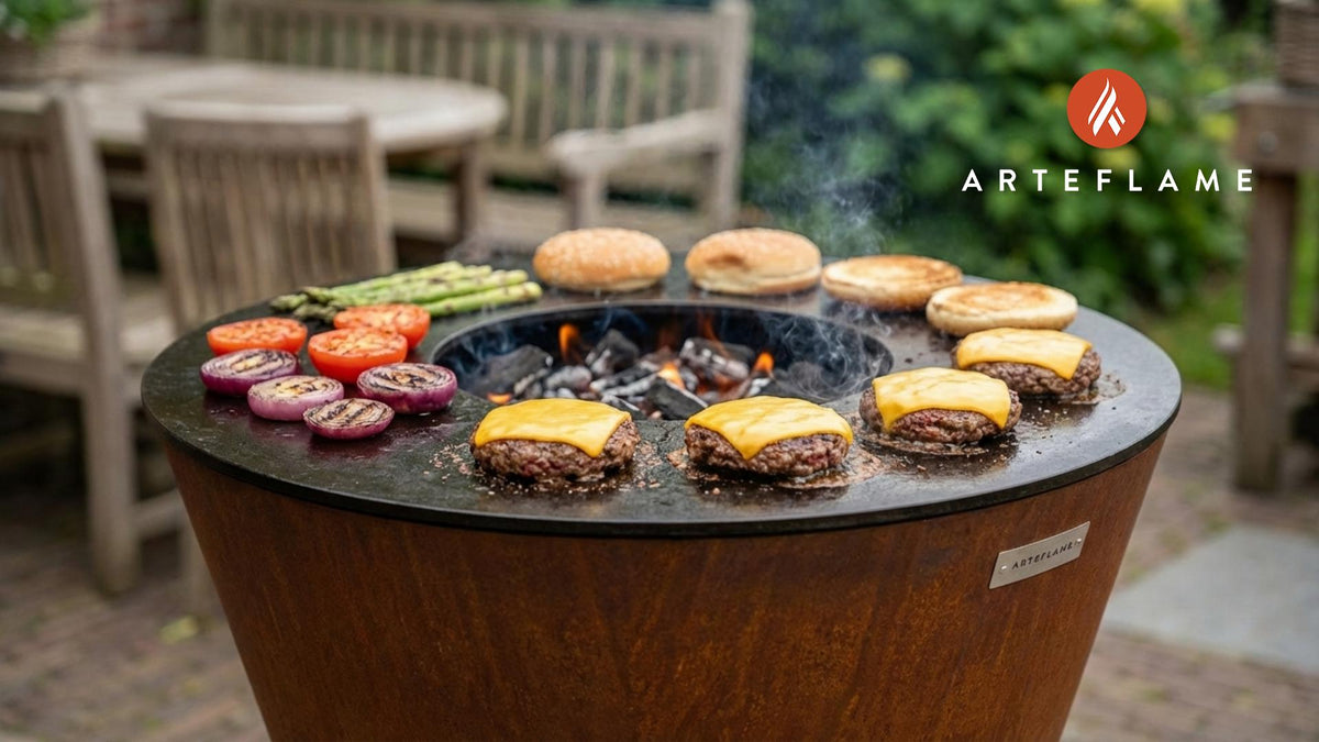 Juicy Grilled Hamburgers with Cheese & Toppings | Arteflame – Arteflame ...
